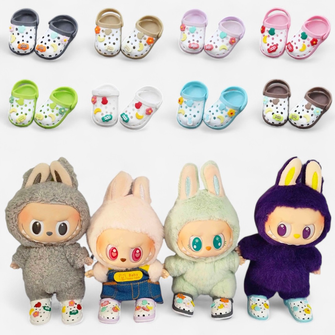 Mini klompjes in Crocs-stijl voor Labubu-pop • Kinder World